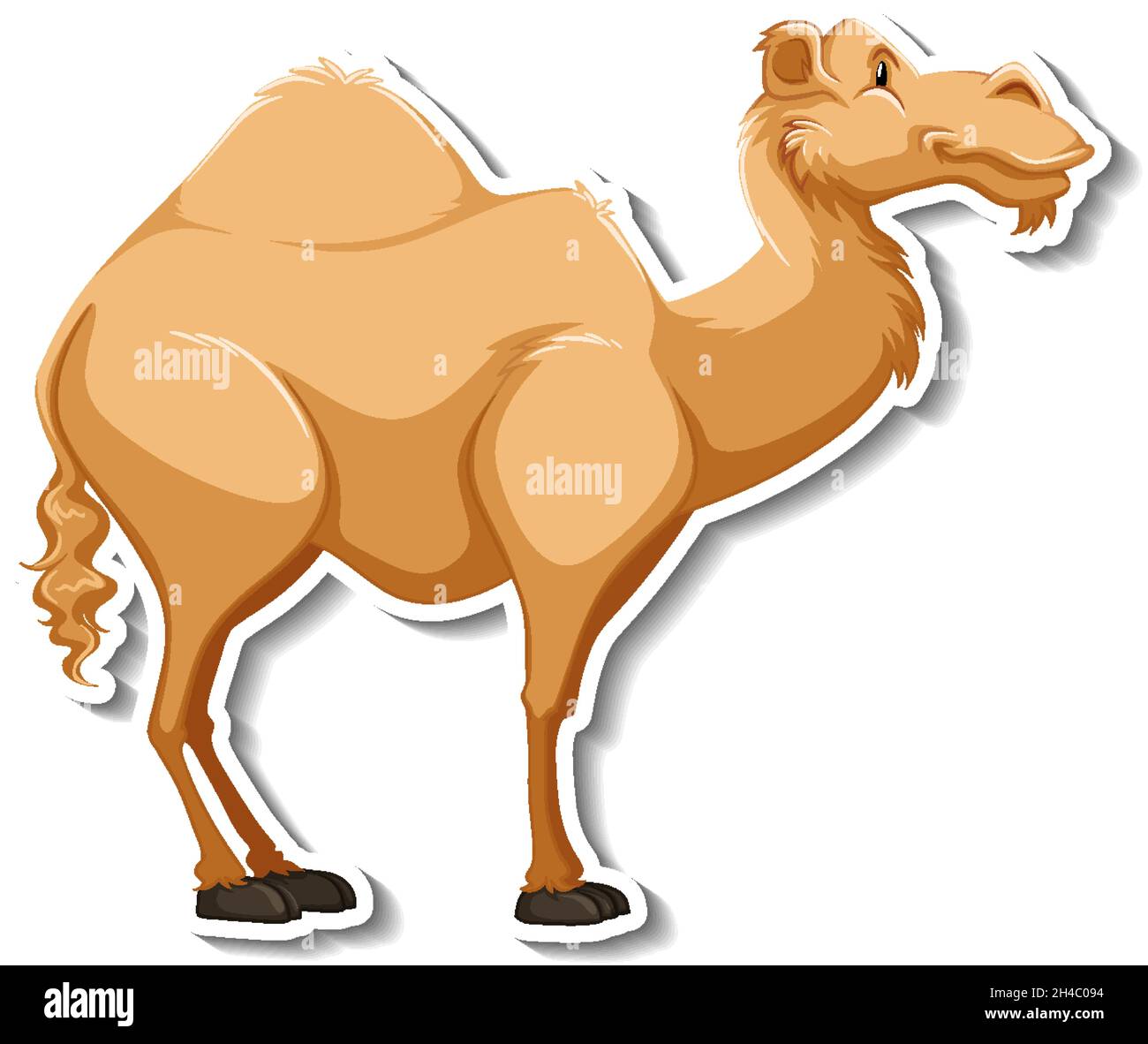 A sticker template of camel cartoon character illustration Stock Vector ...