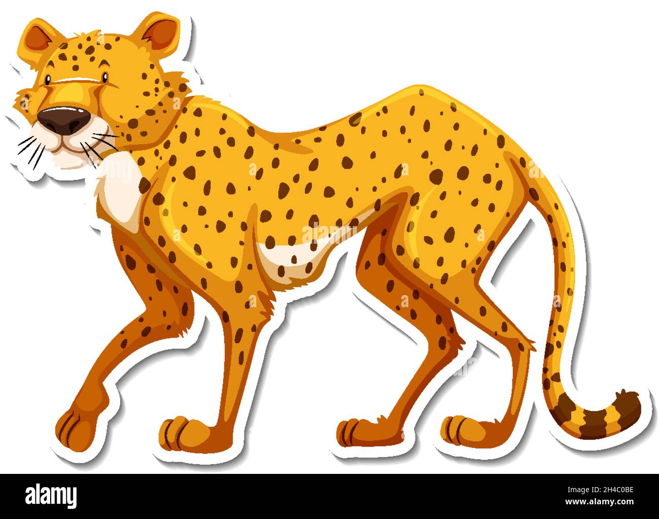 Cheetah cartoon character on white background illustration Stock Vector ...