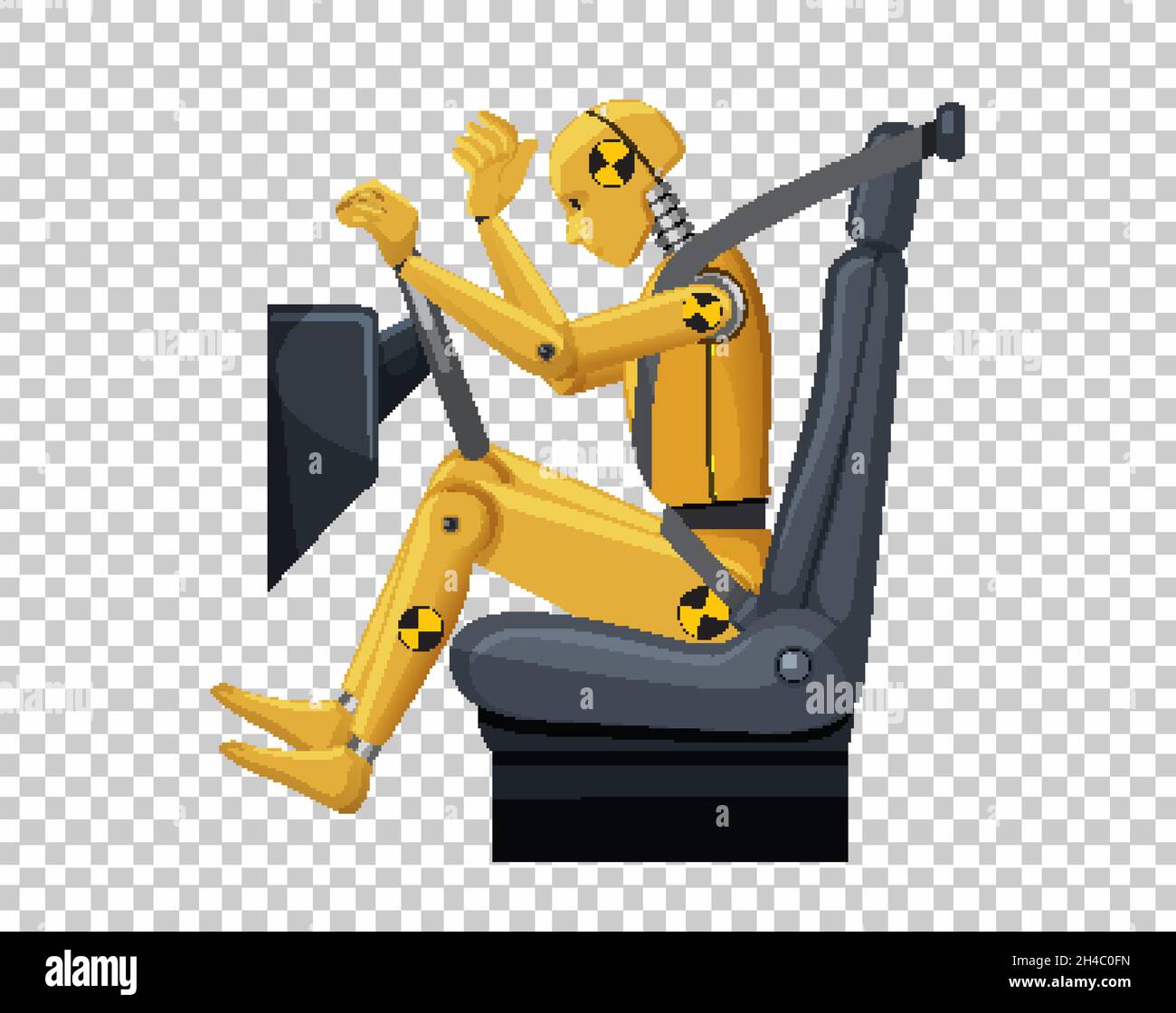 Crash test dummy in a car seat on grid background illustration Stock ...
