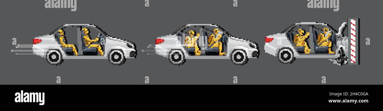 Set of different crash test dummy in cars illustration Stock Vector ...