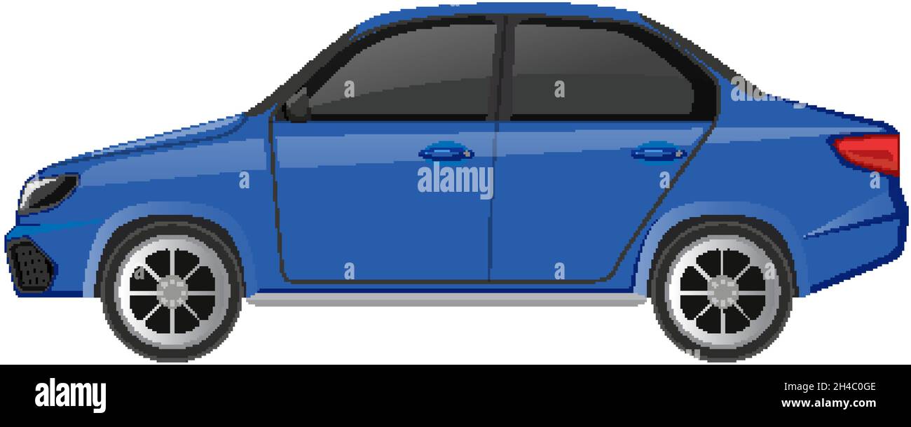 Blue sedan car isolated on white background illustration Stock Vector ...
