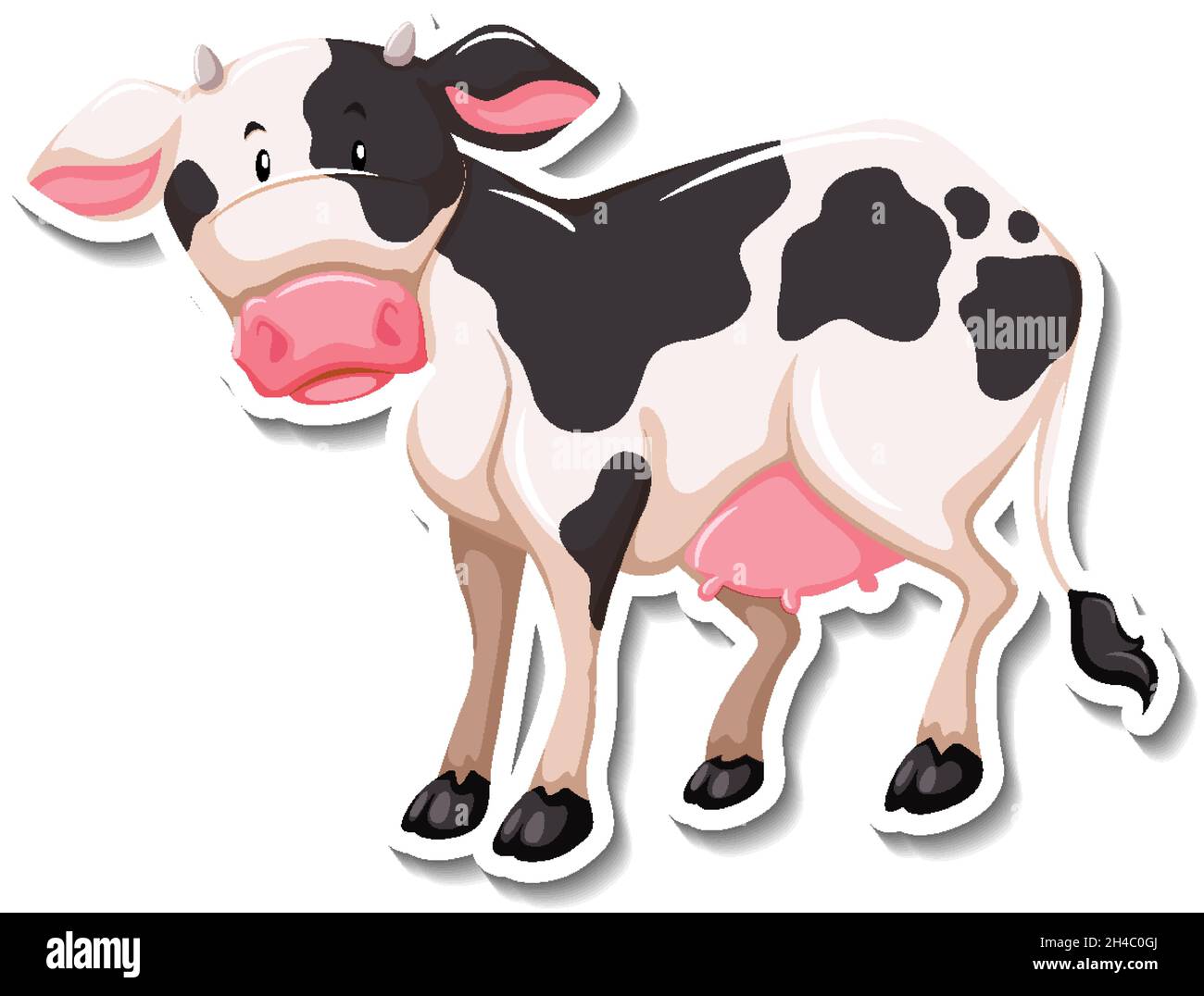 Cow farm animal cartoon sticker illustration Stock Vector Image & Art ...