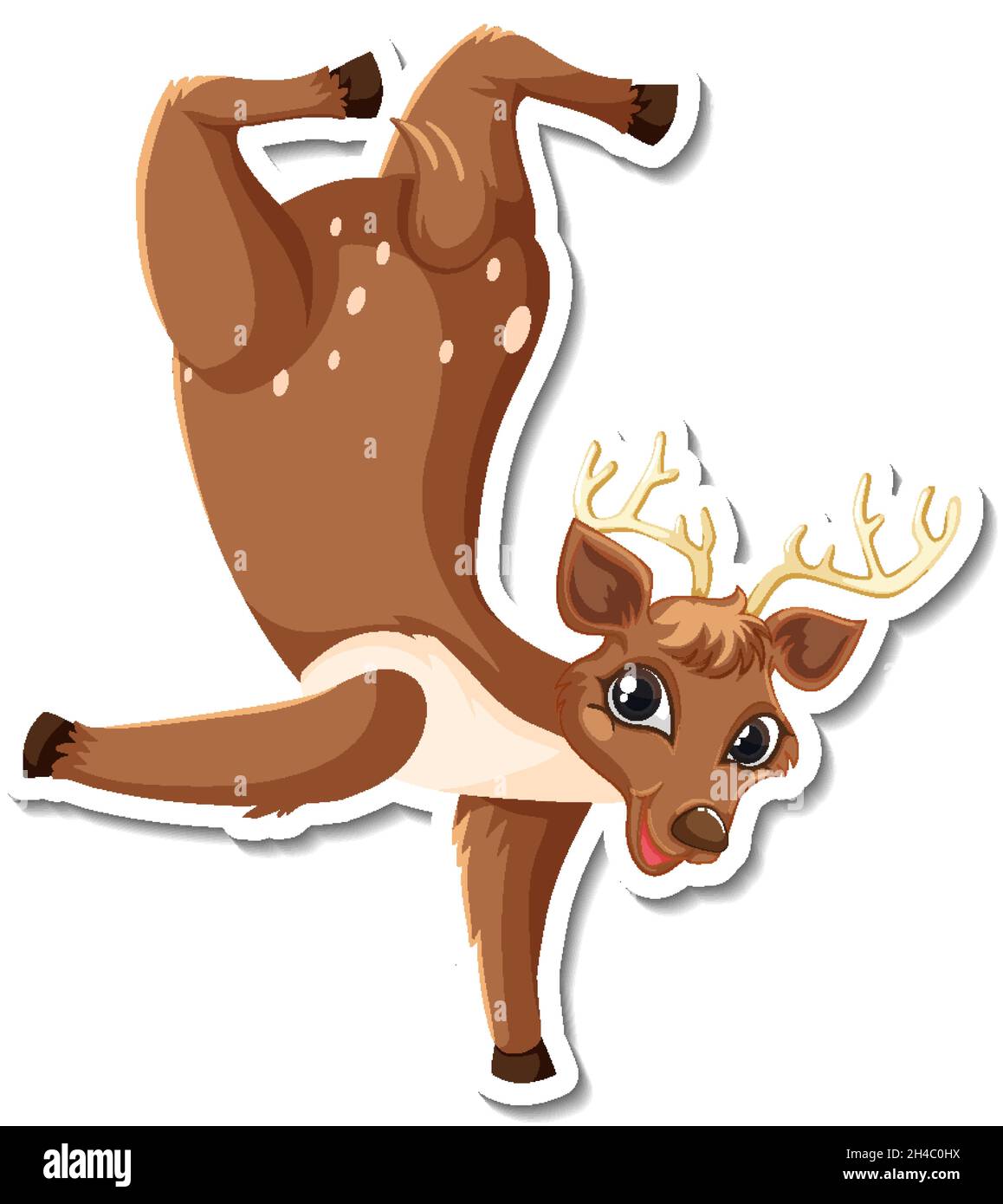 Deer dancing cartoon character sticker illustration Stock Vector Image ...