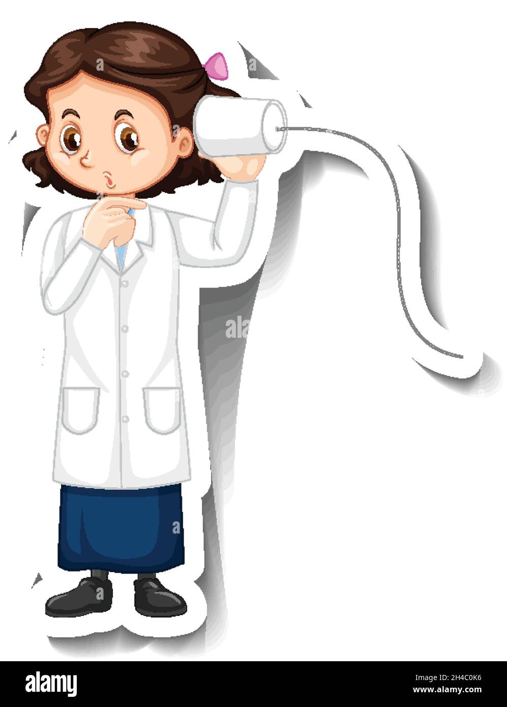 Scientist girl cartoon character with science experiment object ...