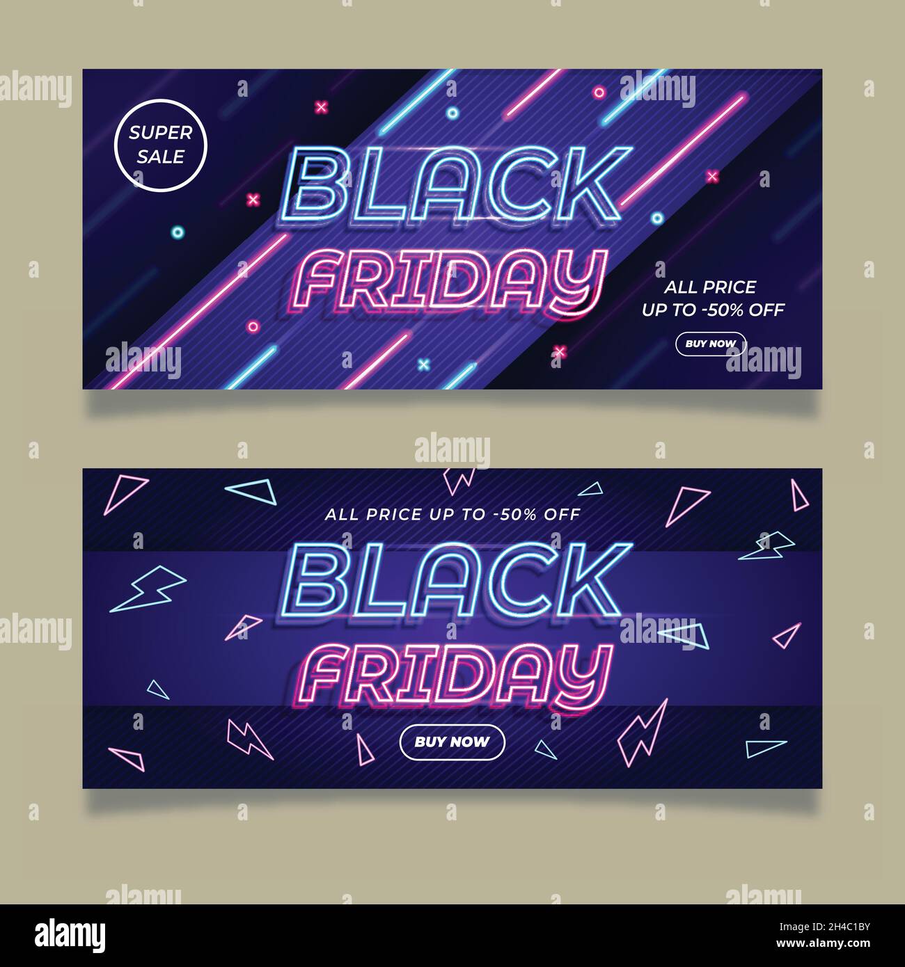 neon black friday banners vector design illustration Stock Vector Image ...