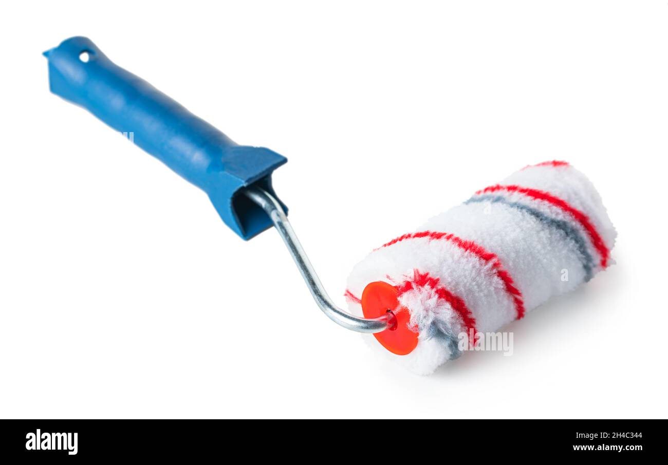 new paint roller on white isolated background Stock Photo - Alamy