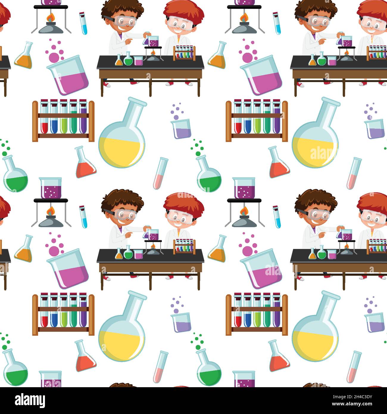 Science kids seamless background illustration Stock Vector Image & Art ...