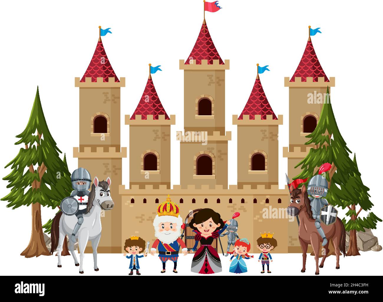 Medieval historical cartoon characters illustration Stock Vector Image ...