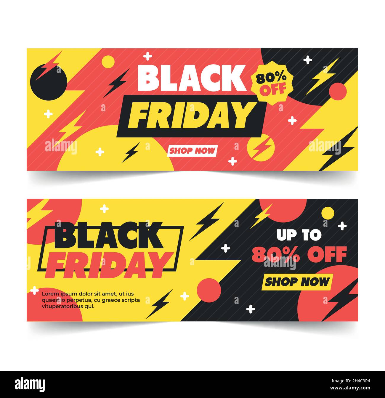 flat vector design illustration black friday banners template Stock ...