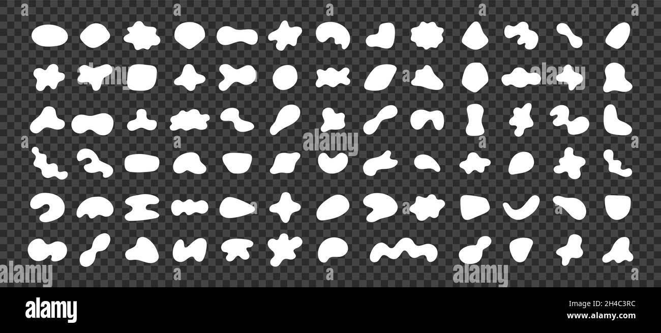 Random white abstract shapes. Set of organic blobs of irregular shape. Simple blotch, inkblot ...