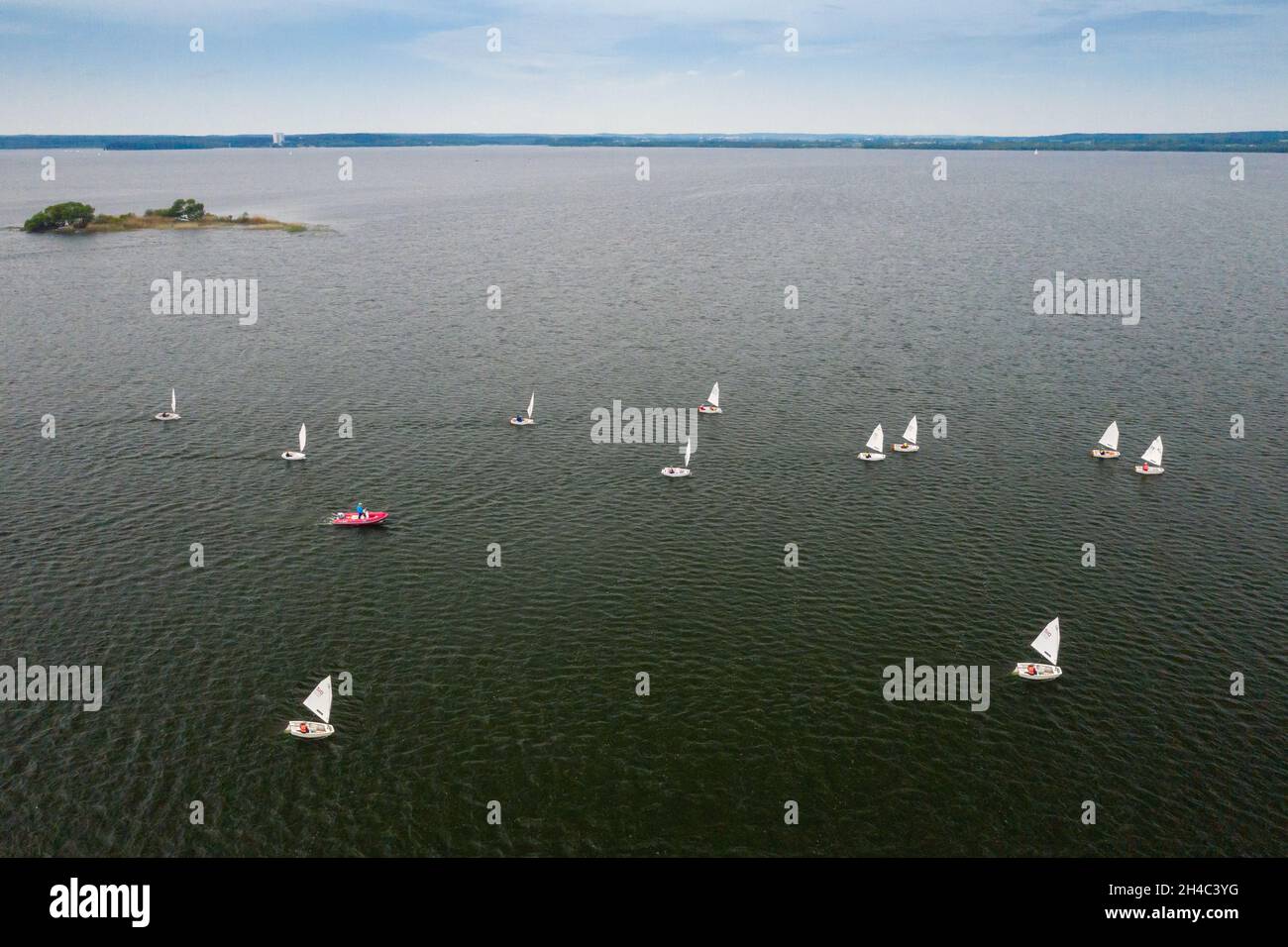 Sailing regatta on the sea. many white sails float on the water Stock ...