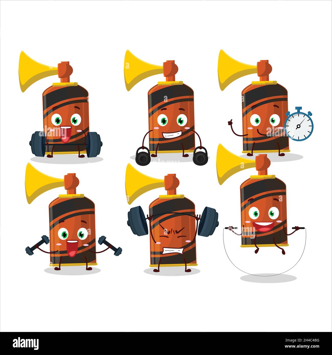 A healthy orange air horn cartoon style trying some tools on Fitness ...