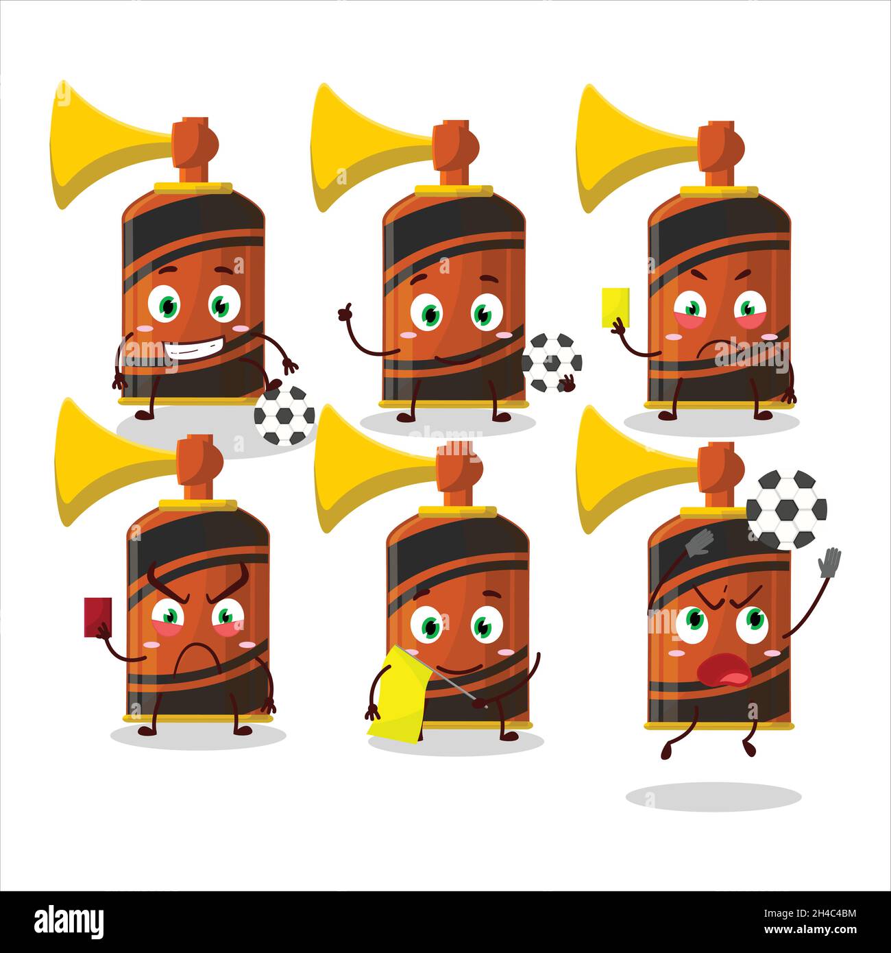 Orange air horn cartoon character working as a Football referee. Vector ...