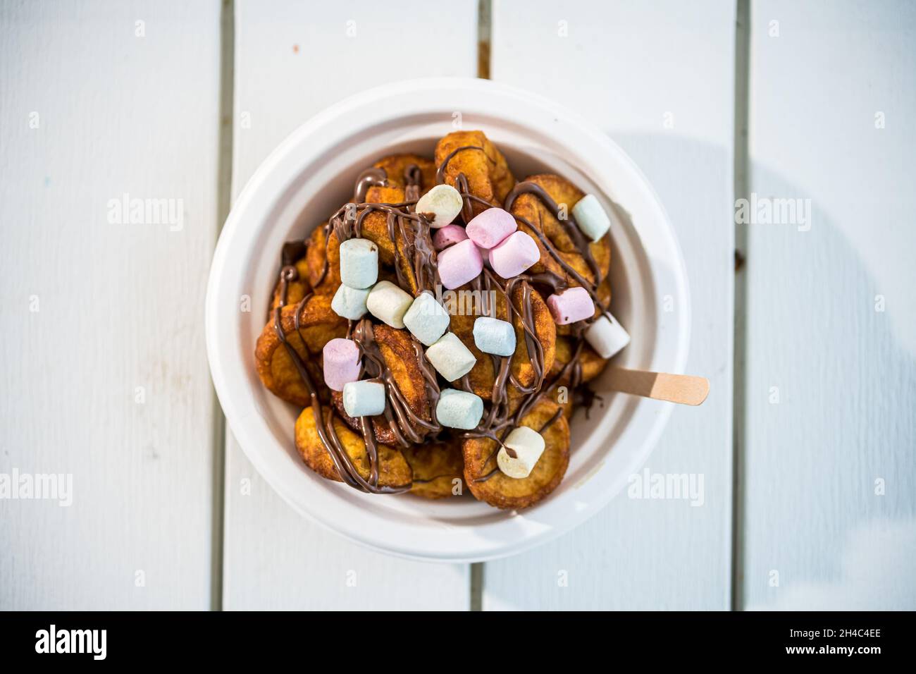 Top view of a cup of sweets with chocolate and marshmallows Stock Photo ...