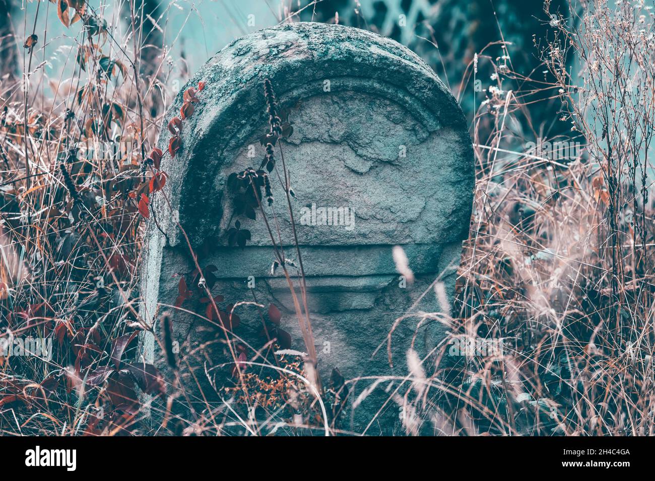 Tombstones in cemetery. Halloween concept Stock Photo - Alamy