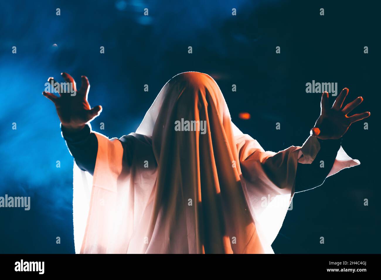 Scary ghost in dark, spooky halloween night Stock Photo - Alamy