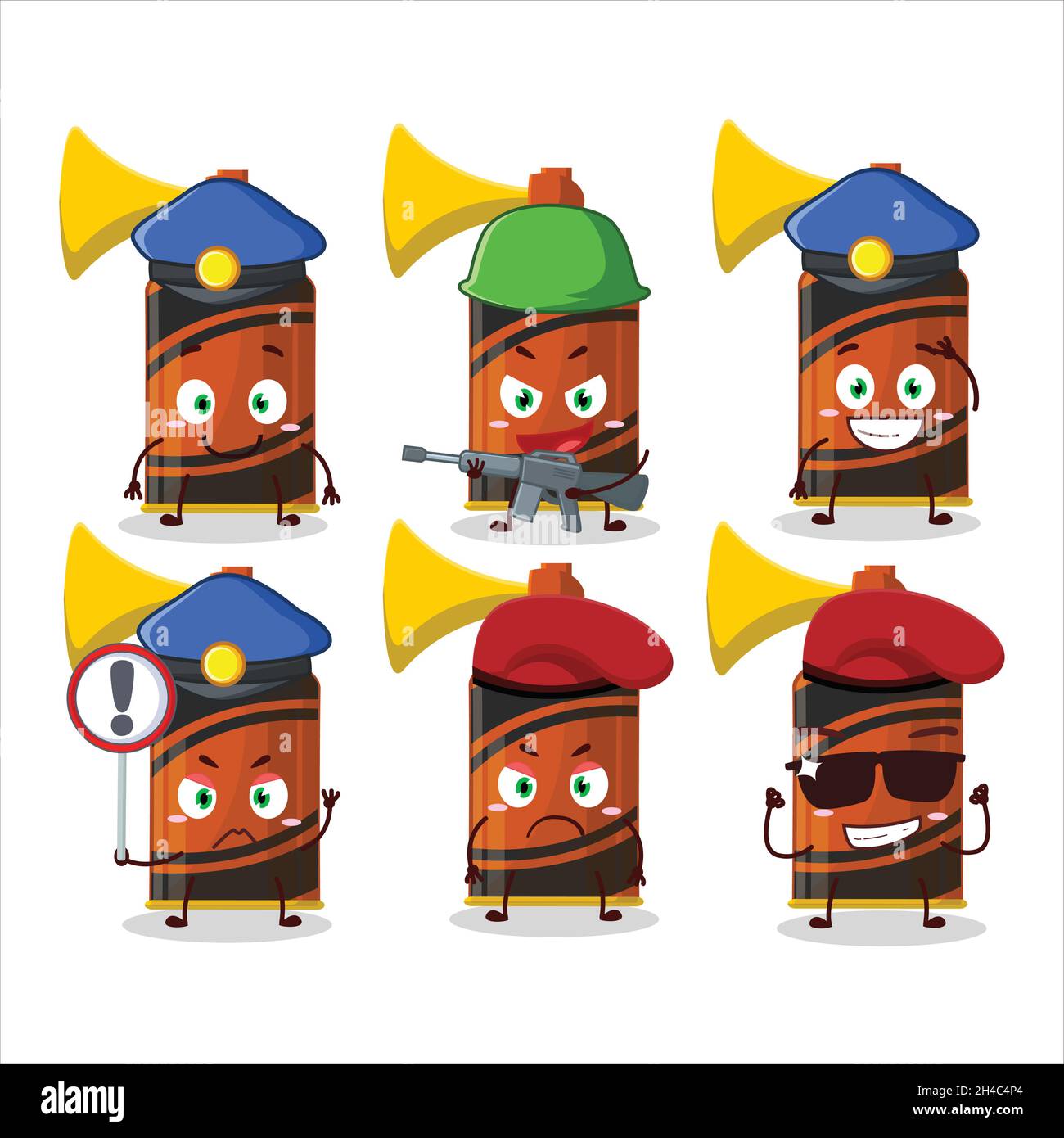 A dedicated Police officer of orange air horn mascot design style ...