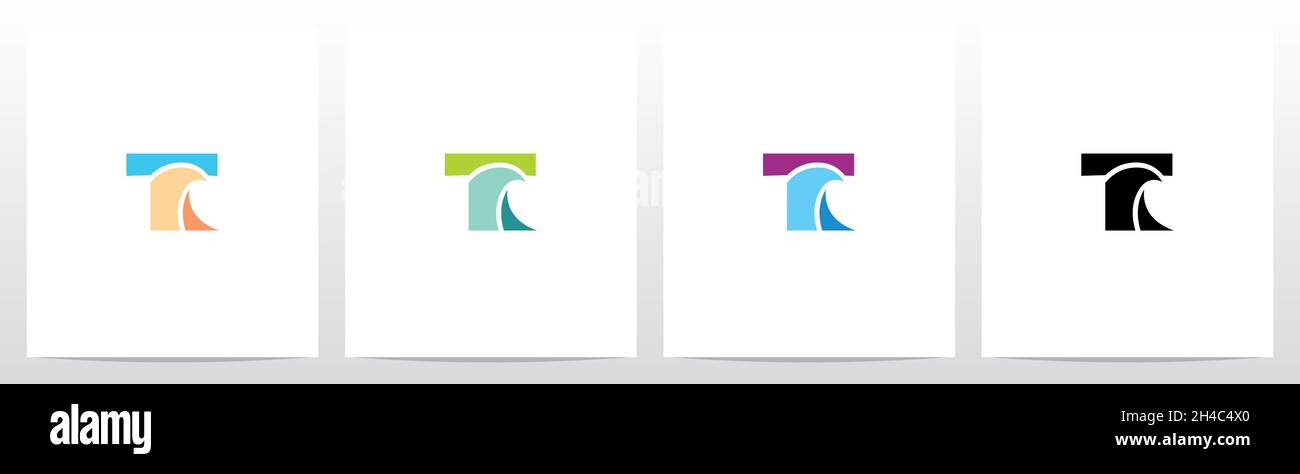 Simple Wave On Letter Logo Design T Stock Vector Image & Art - Alamy