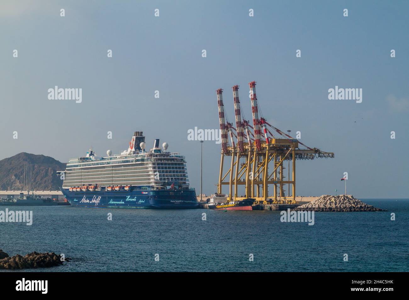 MUSCAT, OMAN - FEBRUARY 23, 2017: Mein Schiff 3 cruise ship in Muttrah ...