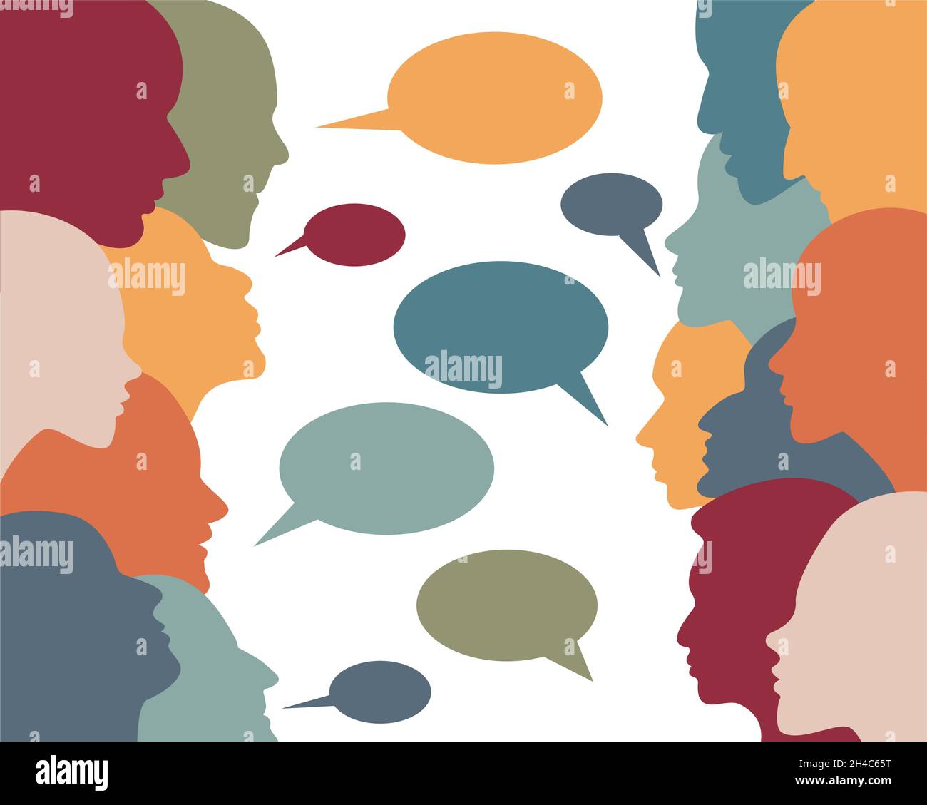 Dialogue, discussion, communication group of color people. Vector ...