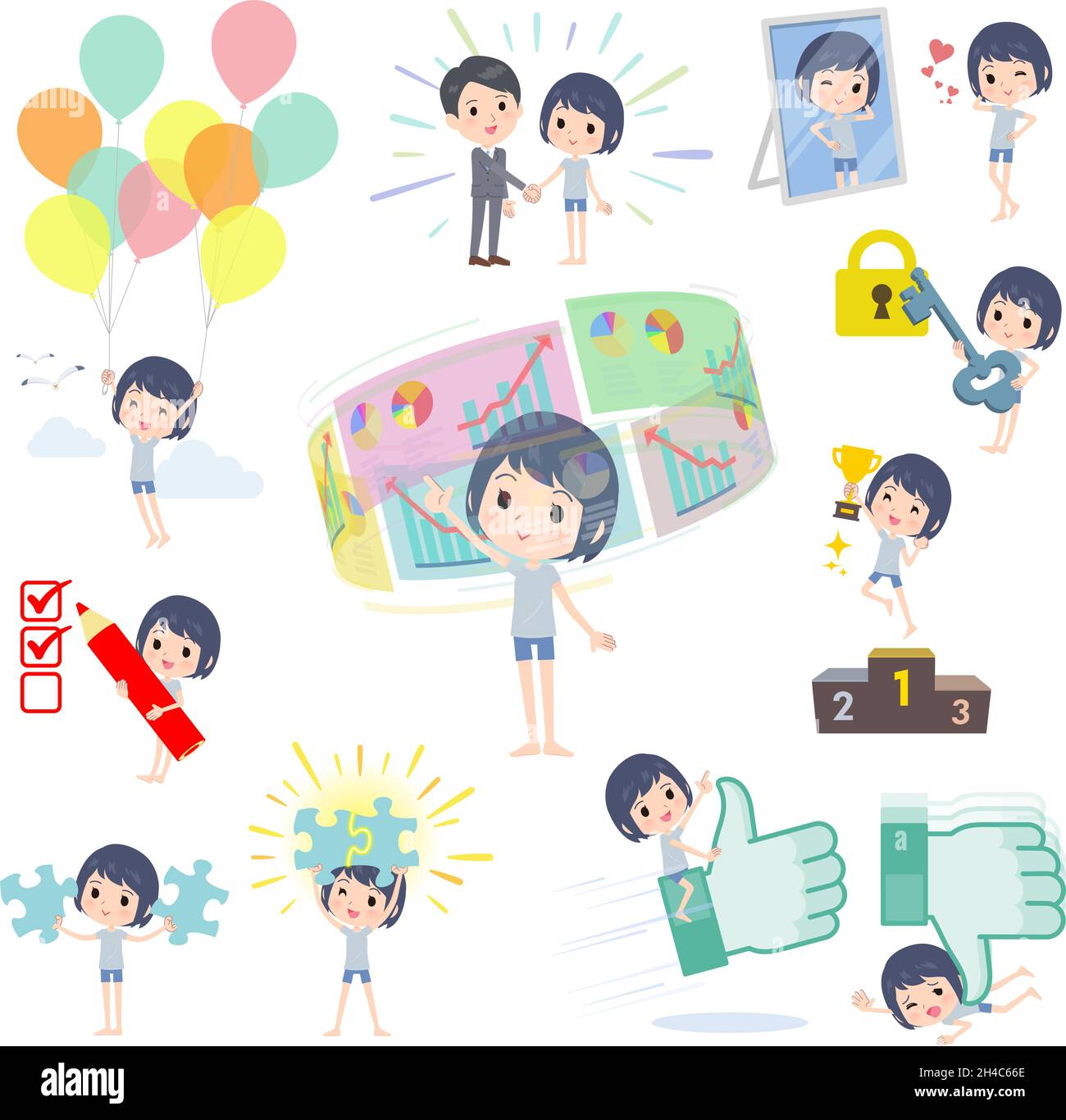 A set of unpaid avatar women on success and positive.It's vector art so ...