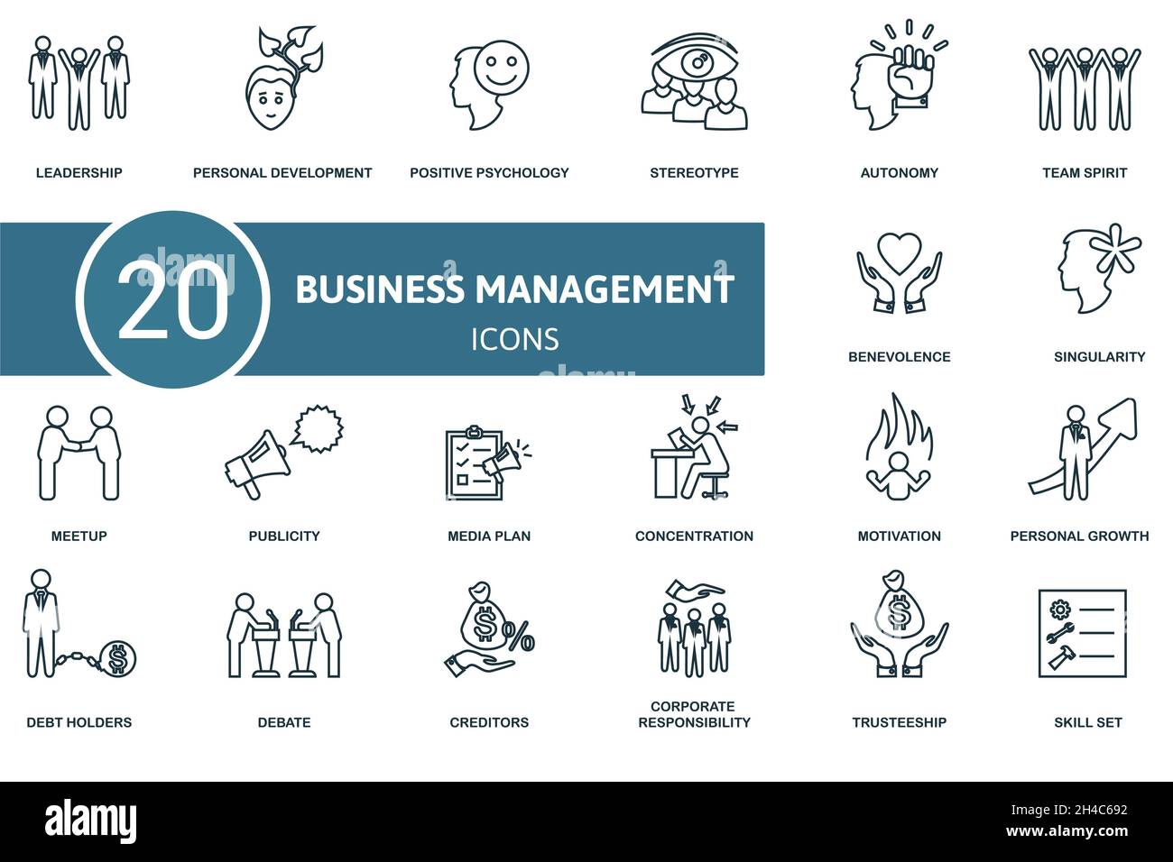 Business Management icon set. Collection of simple elements such as the ...