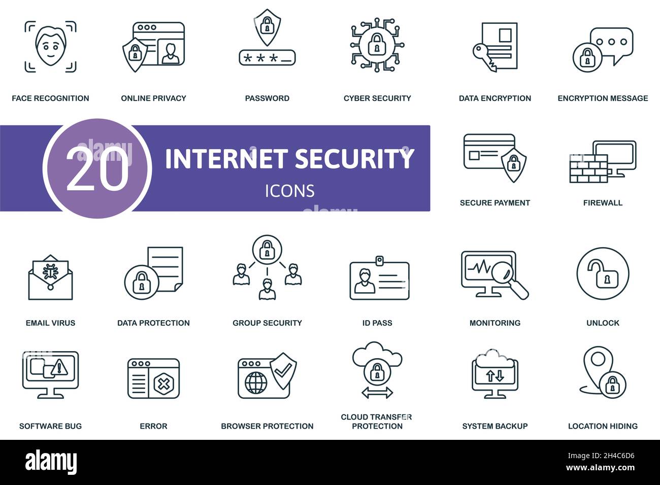 Internet Security icon set. Collection of simple elements such as the ...