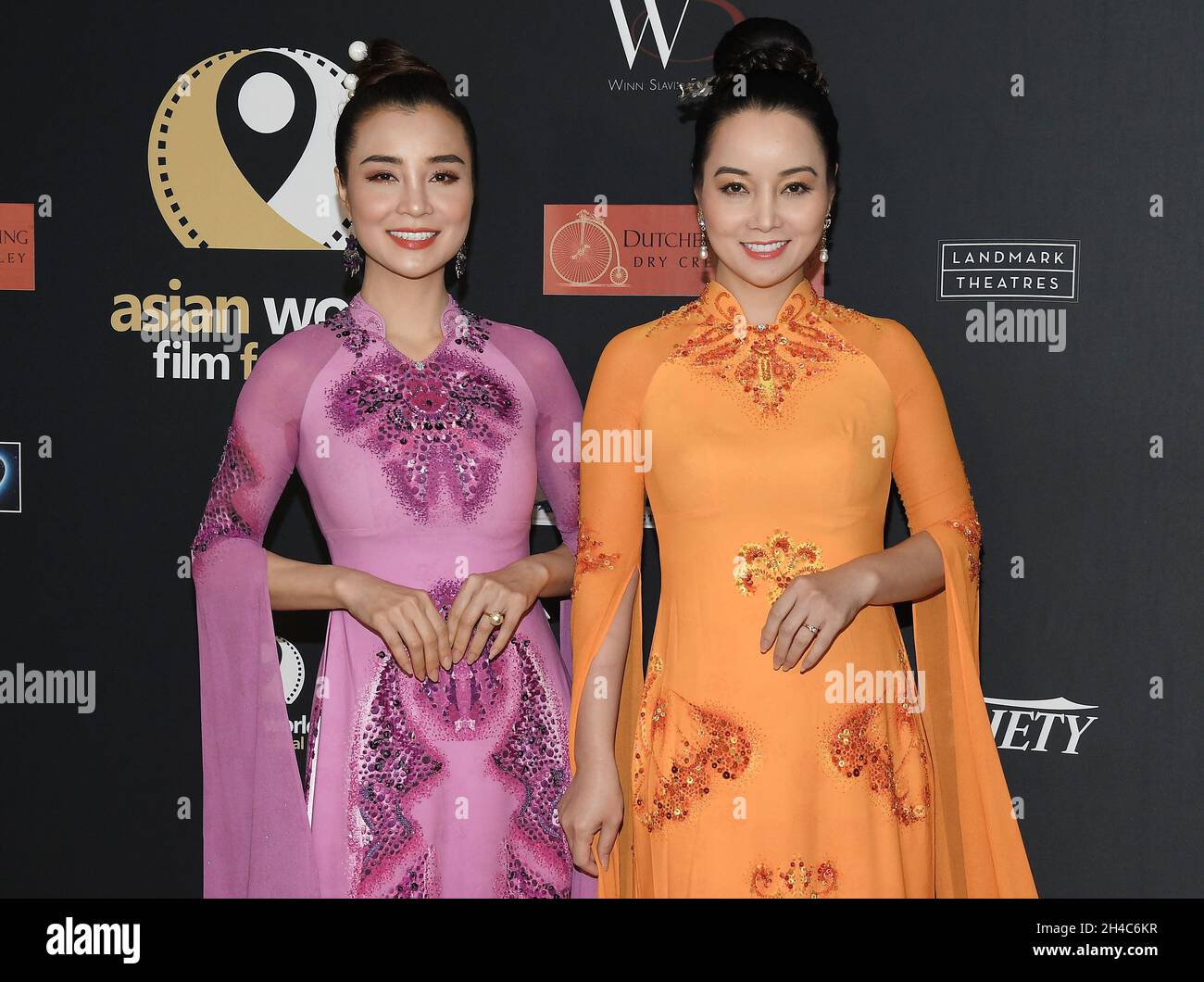 (L-R) Mai Thu Trang and Mai Thu Huyen arrives at the 2021 Asian World Film Festival - Opening ...