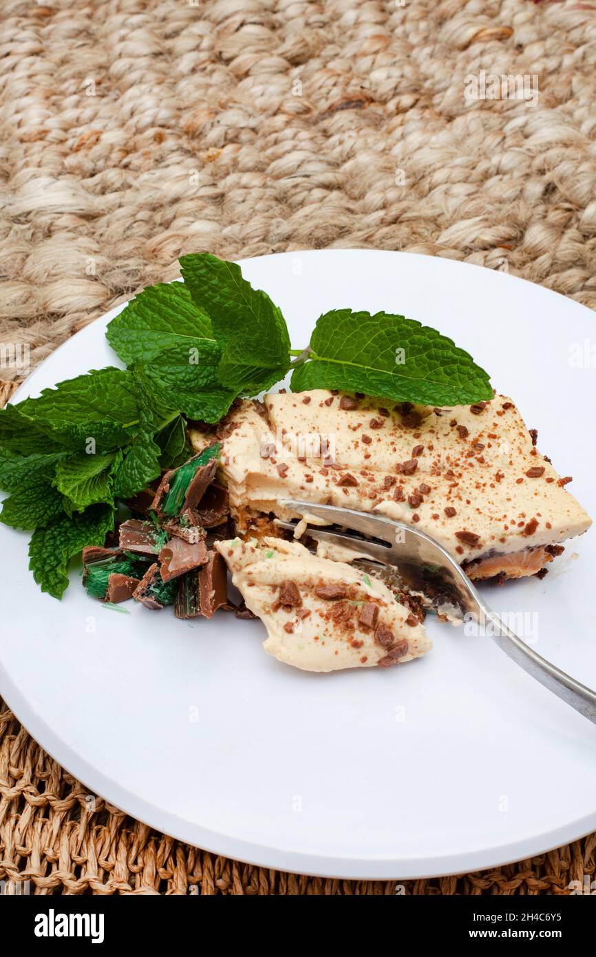 Traditional South African layered peppermint crisp tart dessert Stock ...