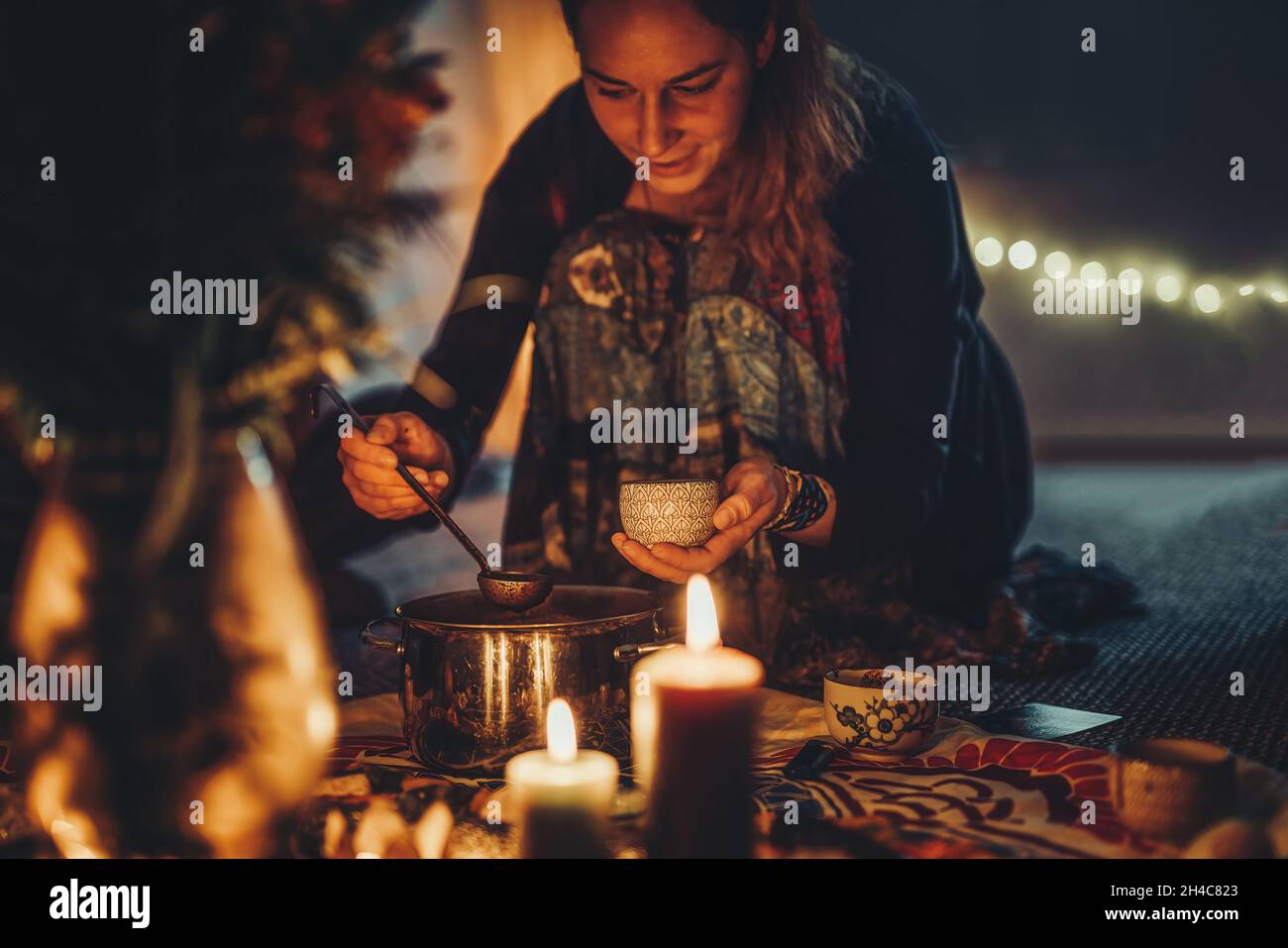 Cacao ceremony, heart opening medicine Stock Photo - Alamy