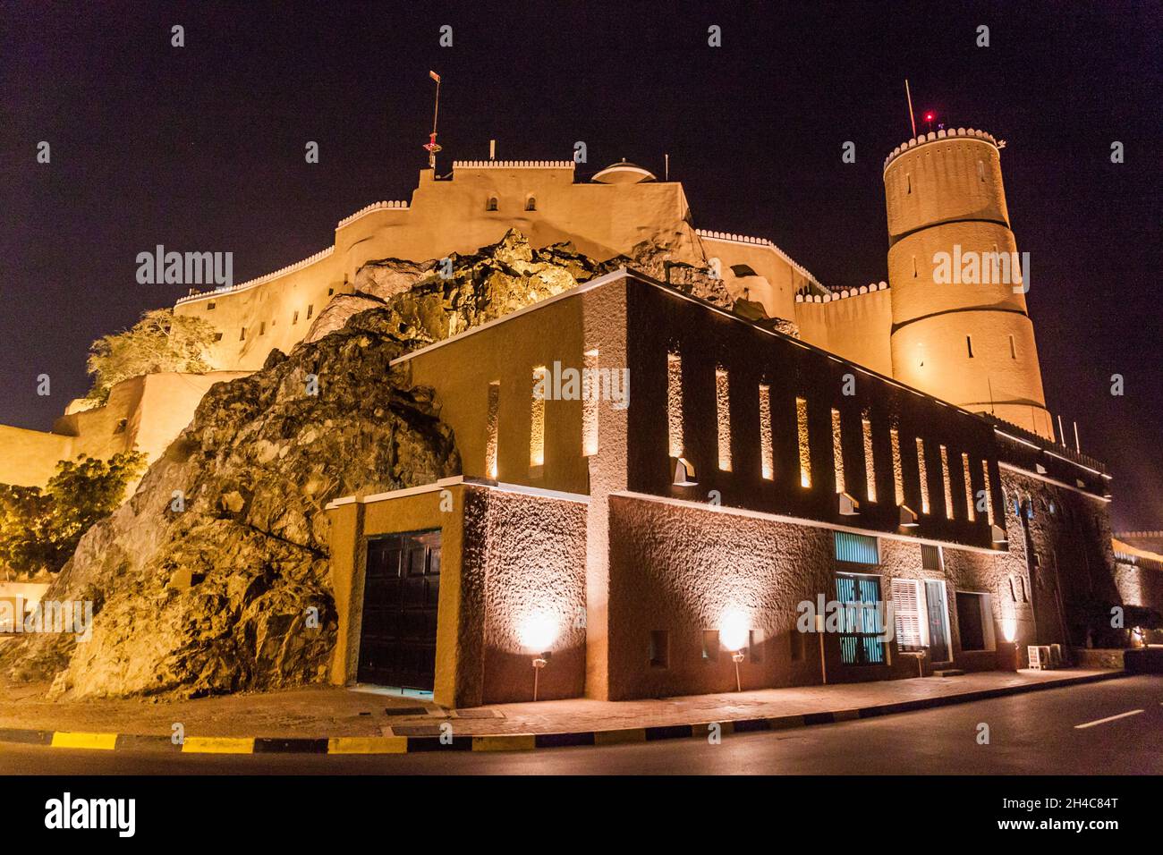 Night view of Al Mirani Fort in Muscat, Oman Stock Photo - Alamy