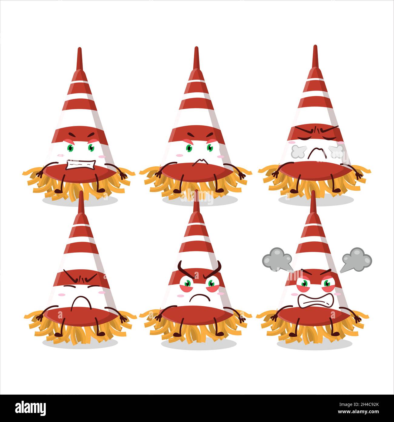 Red confetti trumpet cartoon character with various angry expressions ...