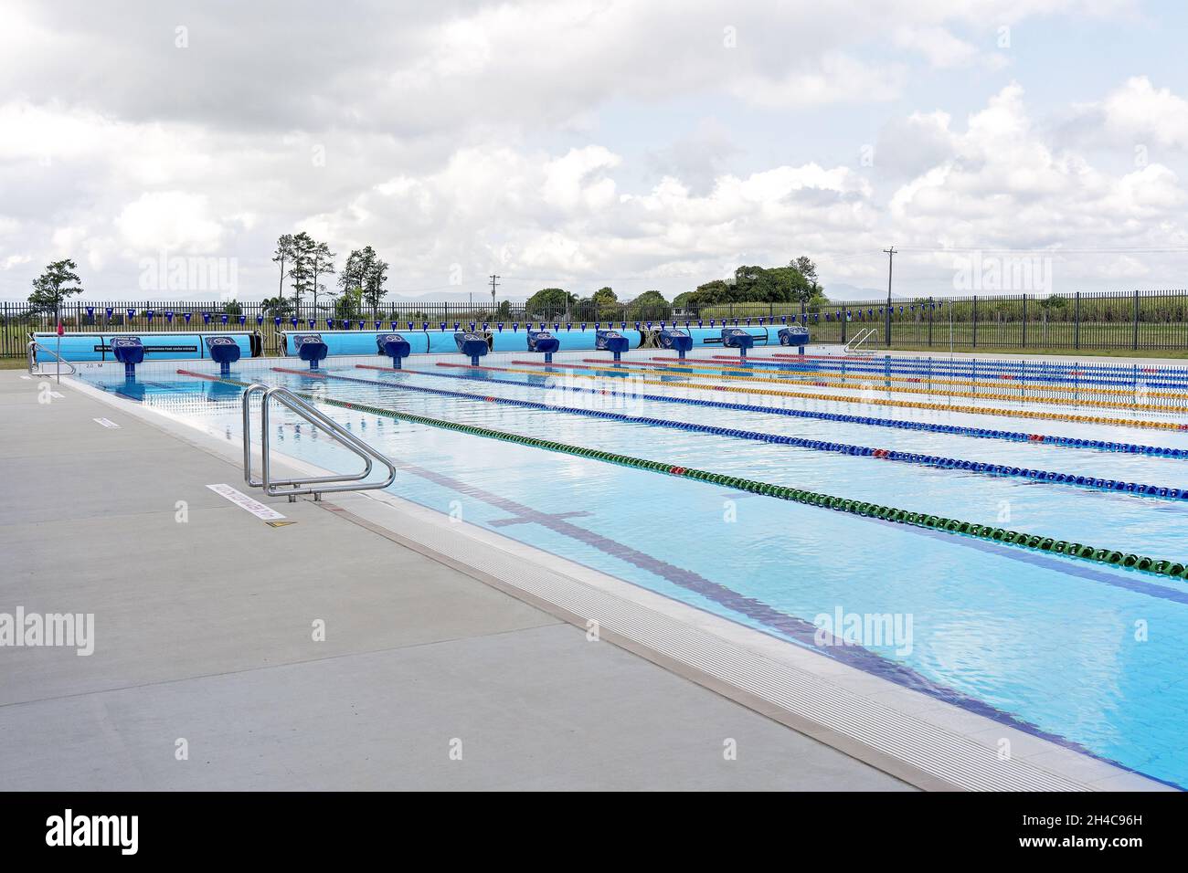 MACKAY, AUSTRALIA - Oct 07, 2021: A closeup of an outdoor pool at the ...