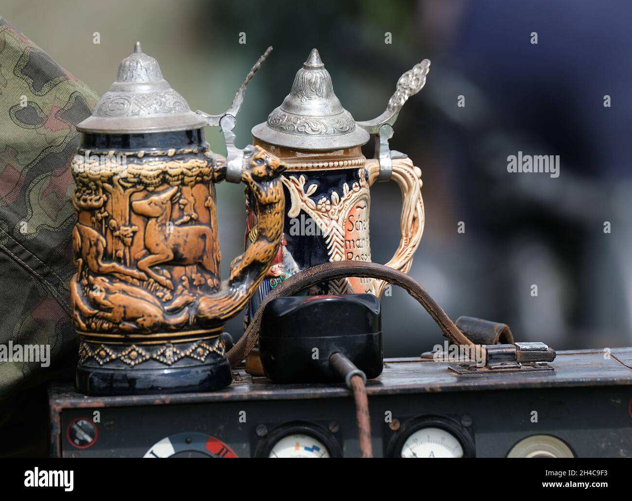 German second world war ceramic beer tankards with lids Stock Photo - Alamy