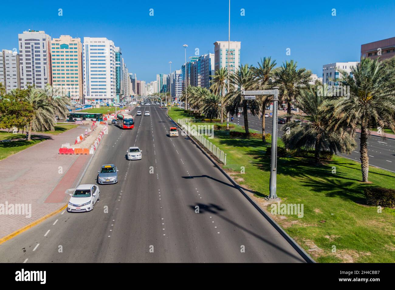 ABU DHABI, UAE - MARCH 7, 2017: Sultan Bin Zayed the First street in ...