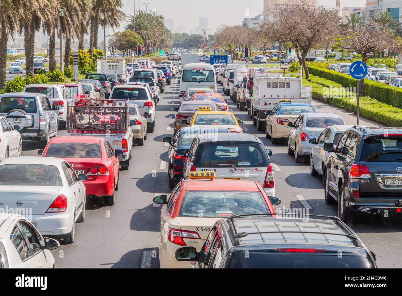 DUBAI, UAE - MARCH 11, 2017: Traffic on the road connecting Dubai and ...