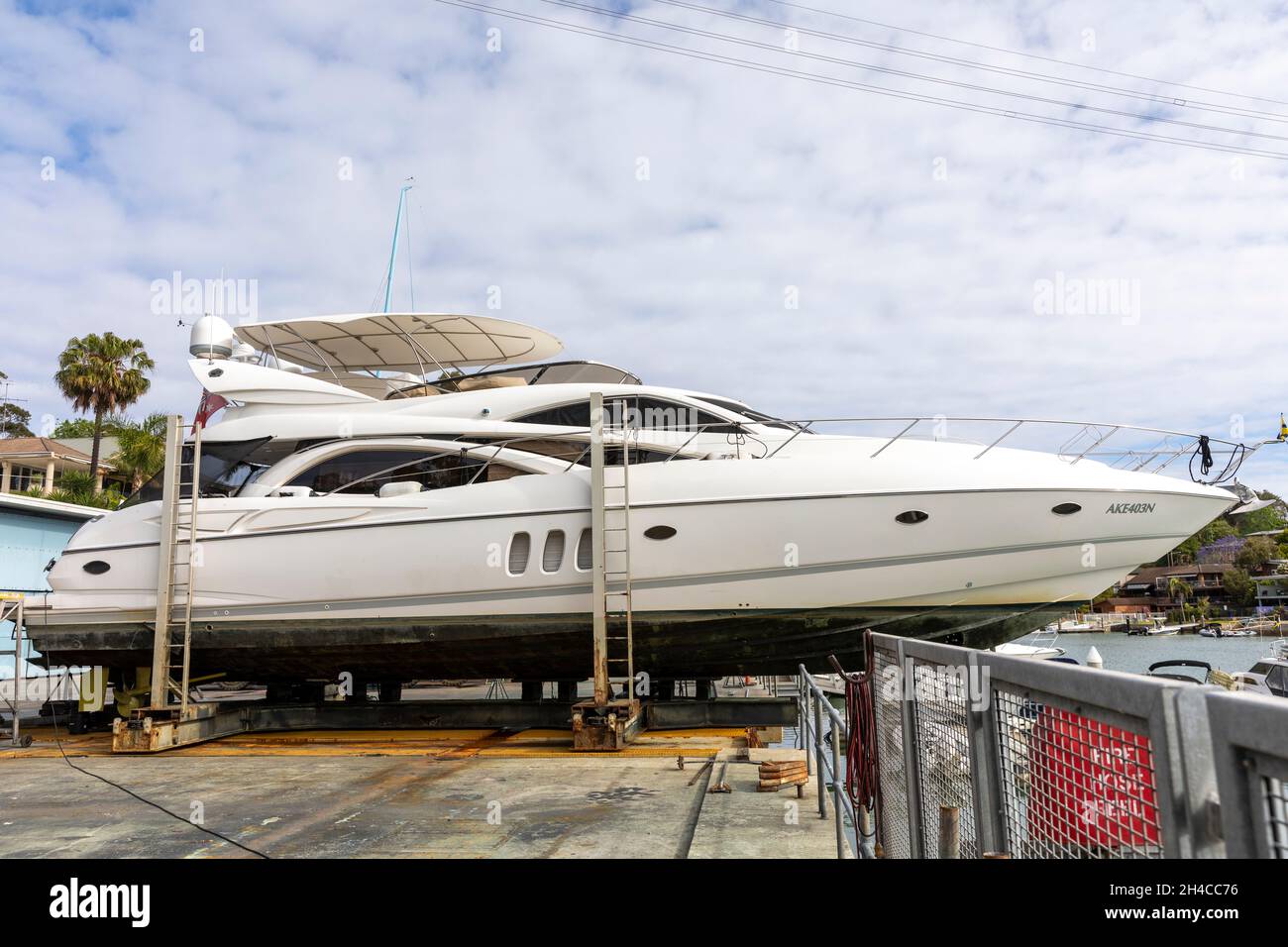 60 foot luxury motor yacht at a marina in Sydney and out of the water ...