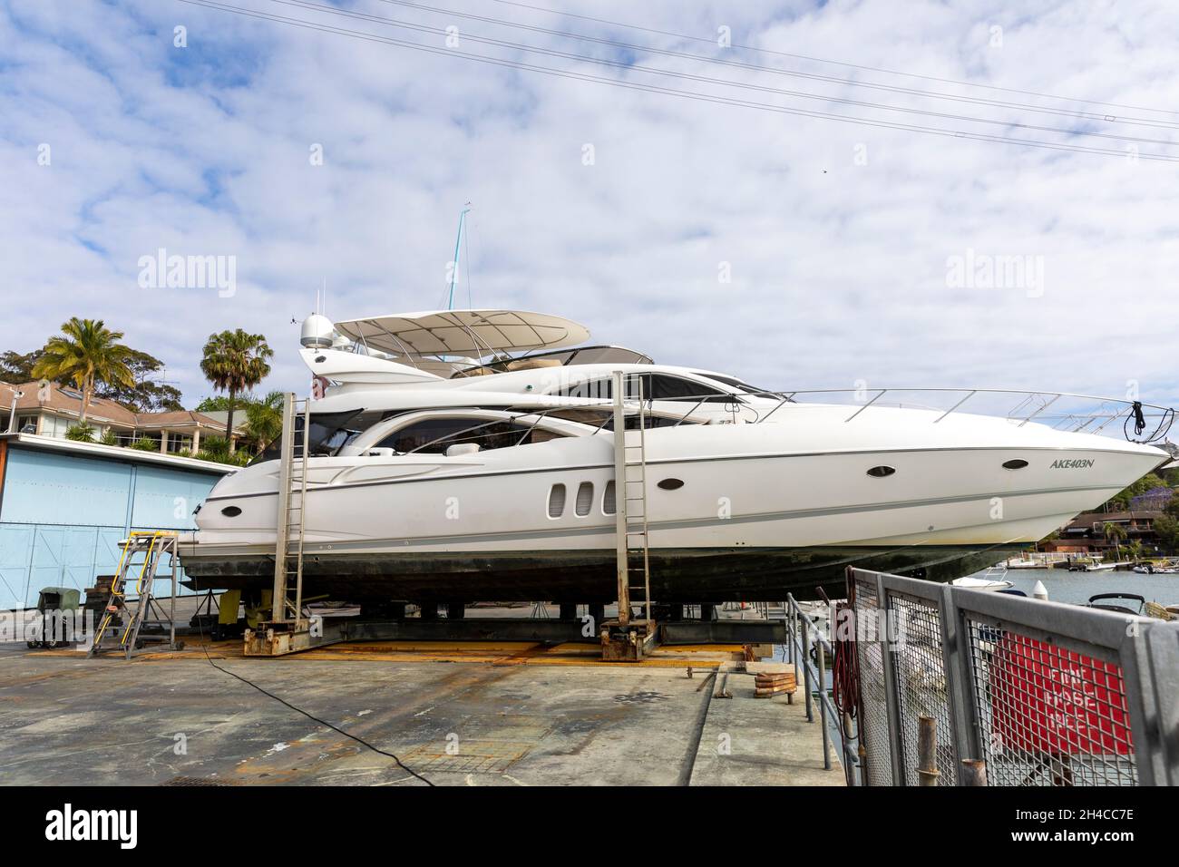 60 foot luxury motor yacht at a marina in Sydney and out of the water ...