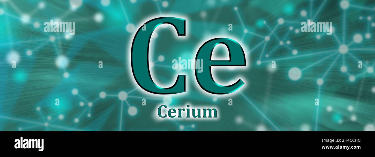 Ce symbol. Cerium chemical element on green network background Stock ...