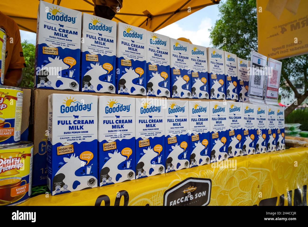 Bangi, Malaysia - Sep 24, 2021: A row of Goodday Fresh Milk boxes at a ...