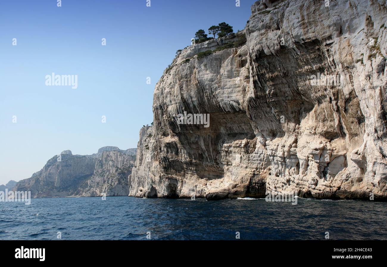 calanques cliffs of Cassis, near Marseille, france, french riviera ...