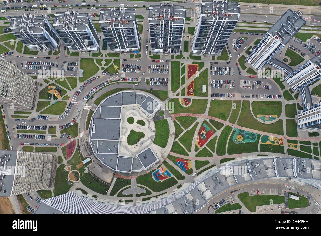 High-rise buildings and courtyards in the city, top view Stock Photo ...