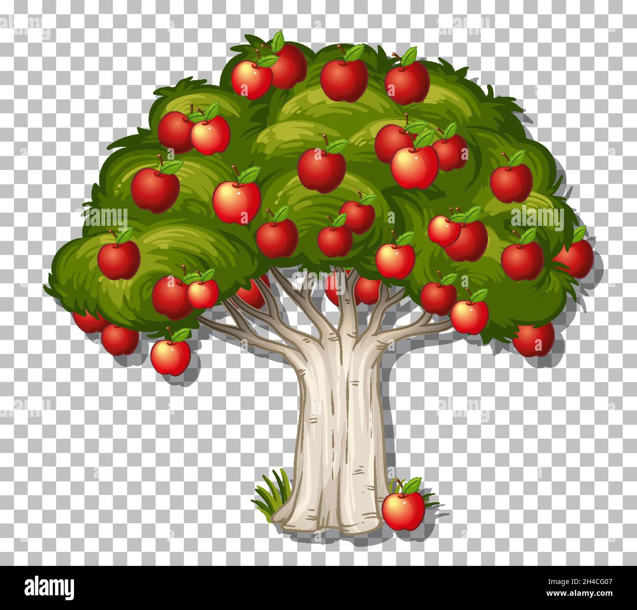 Apple tree on transparent background illustration Stock Vector Image ...