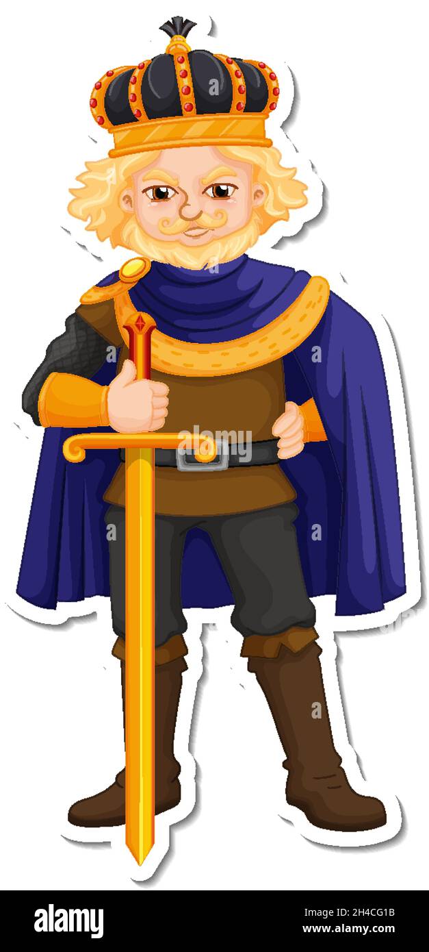 King with red robe cartoon character sticker illustration Stock Vector ...