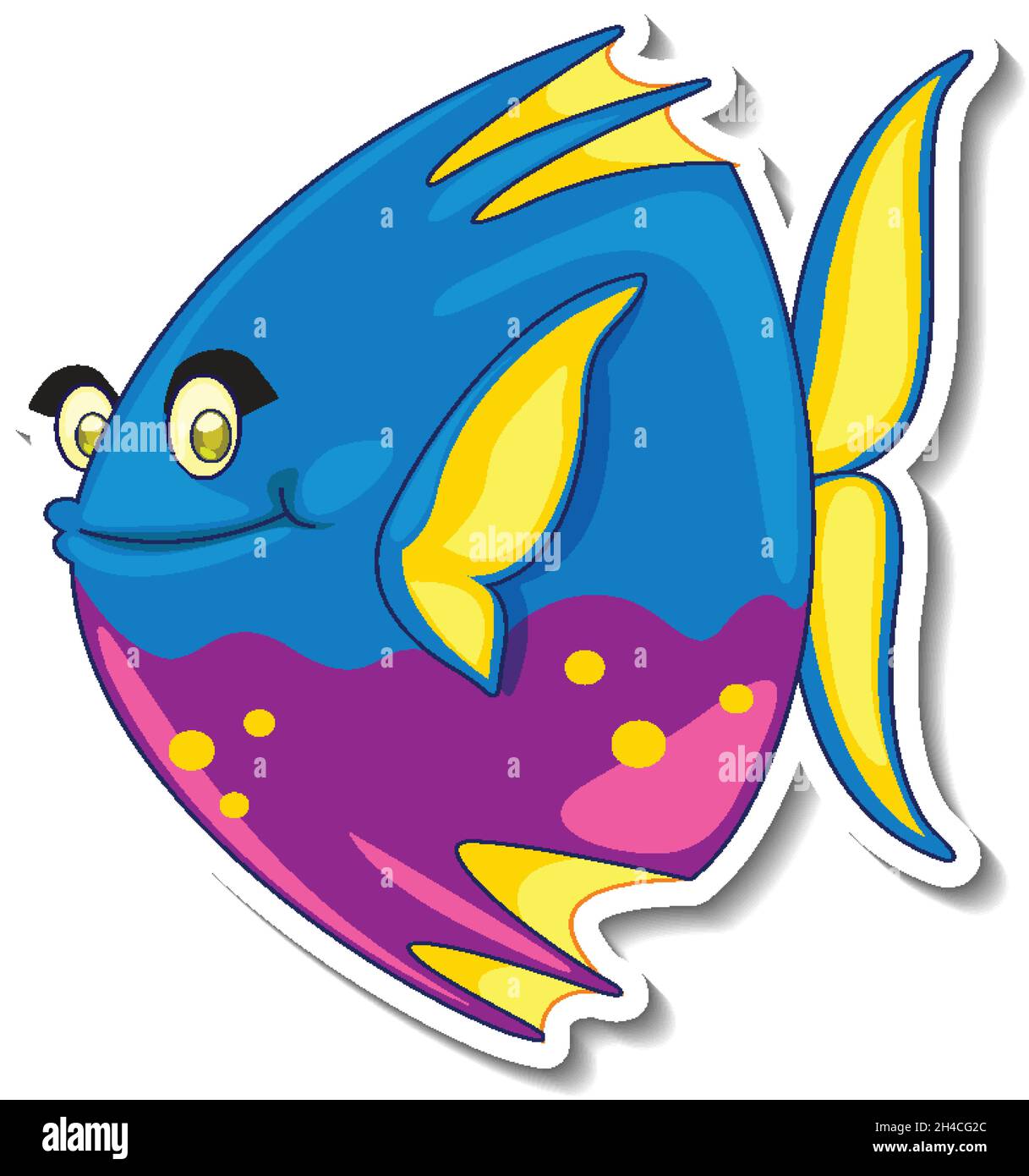 Angelfish sea animal cartoon sticker illustration Stock Vector Image ...