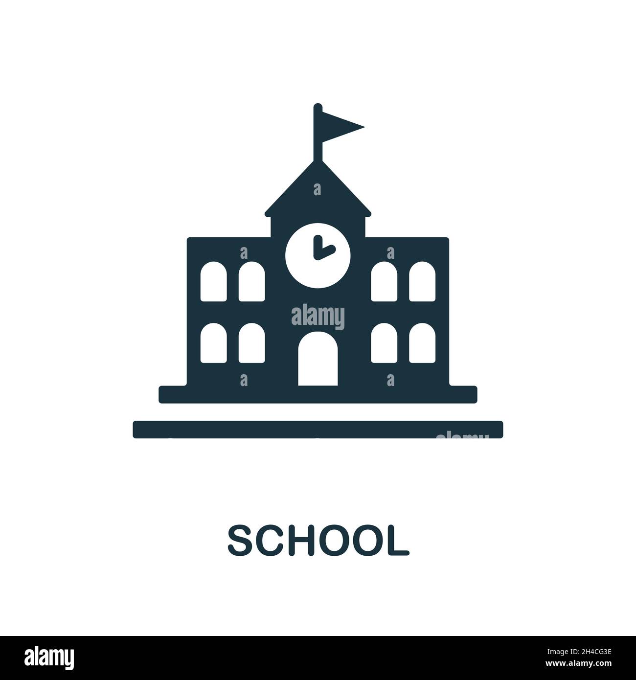 School icon. Monochrome sign from school education collection. Creative ...