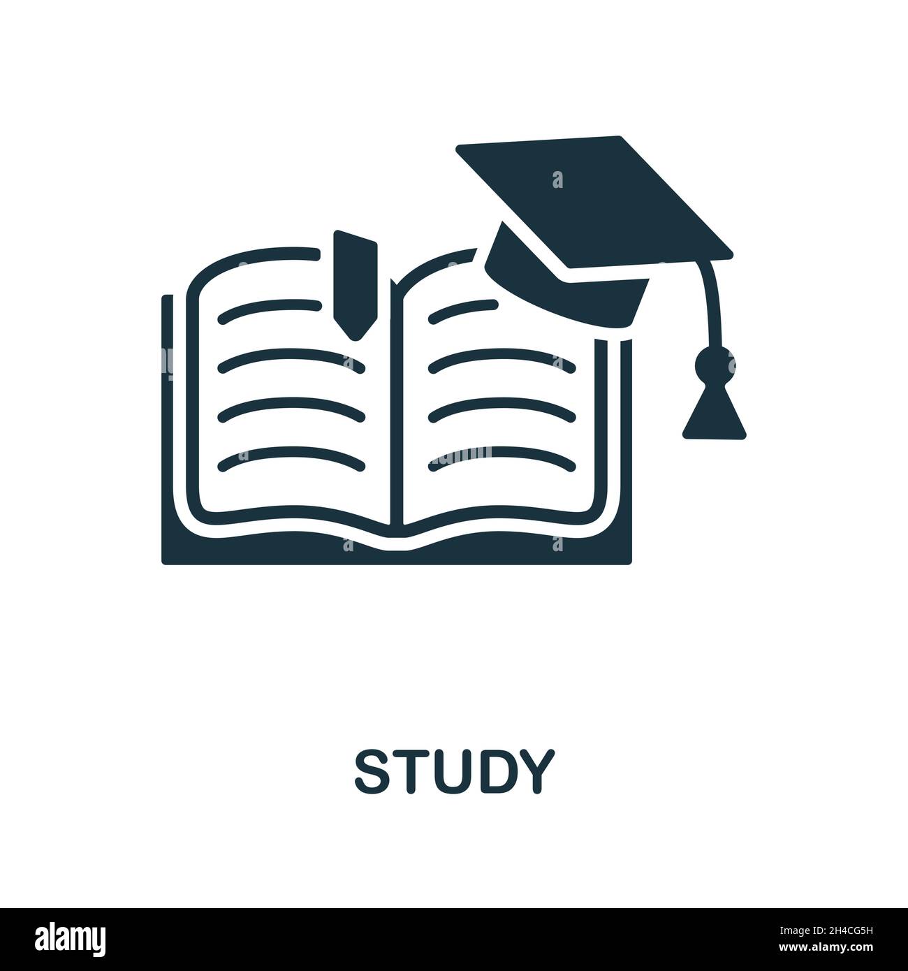 Study icon. Monochrome sign from school education collection. Creative ...