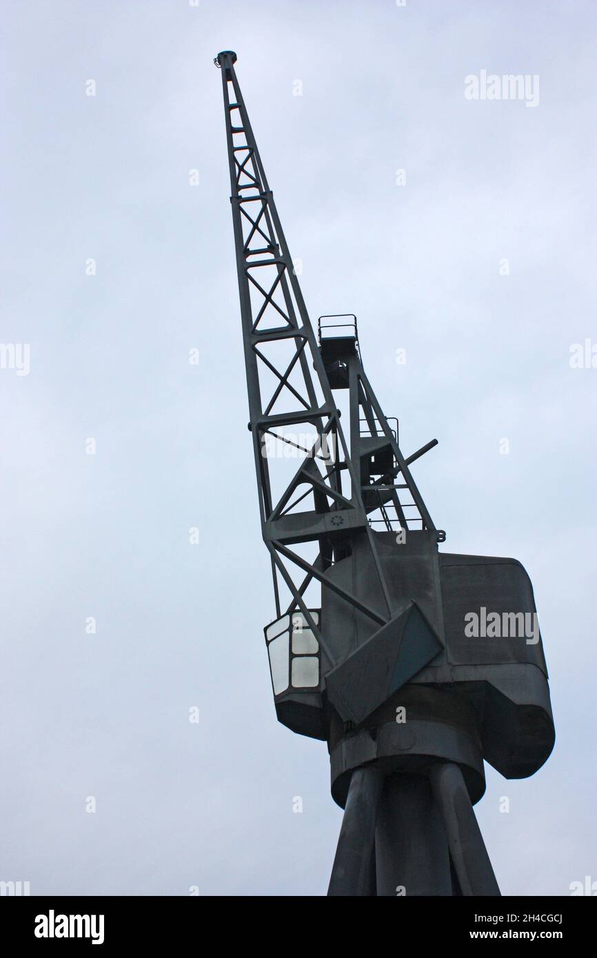 A View of a Traditional Dockside Crane from the Side Stock Photo - Alamy