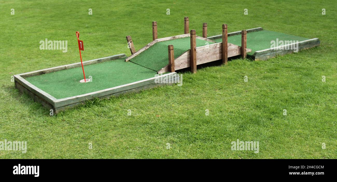 A Bridge Obstacle on a Crazy Golf Course Stock Photo - Alamy
