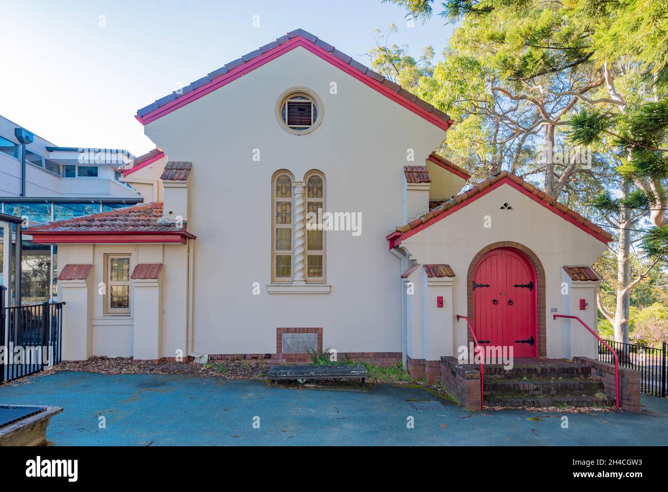 The interwar built Gordon Baptist Church is constructed in the Spanish ...